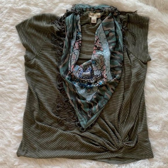 World unity | Tops | World Unity Olive Green Striped Shirt With ...